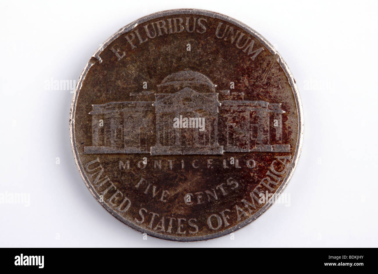 Reverse of a five cent coin from the Unites States of America Stock ...