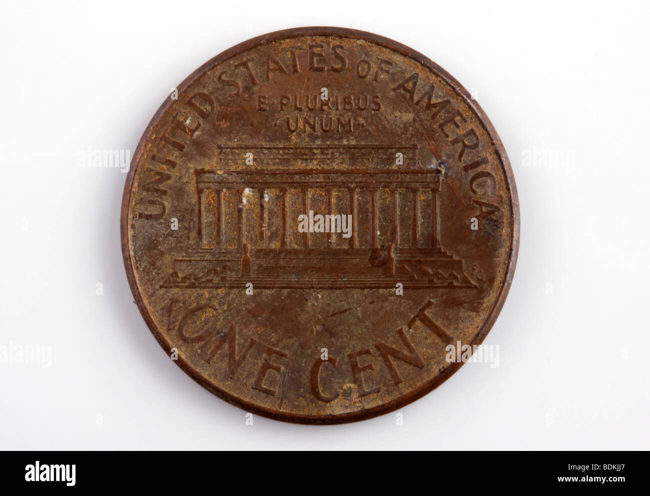 Reverse of a one cent coin from the Unites States of America Stock ...