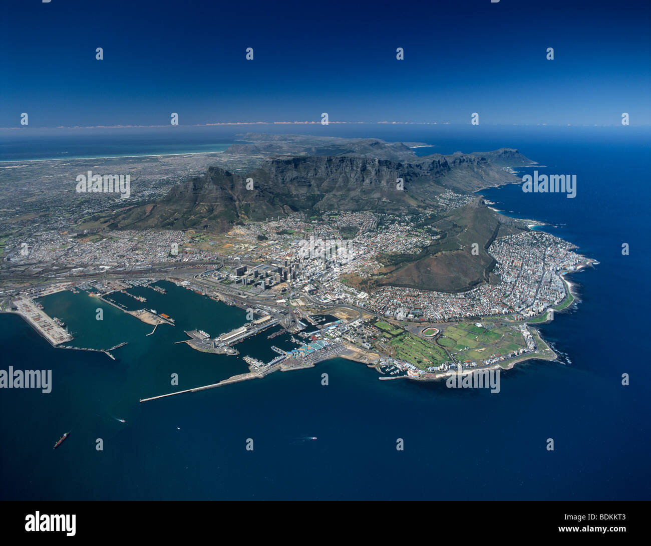 South Africa, aerial view of Cape Town with Table Mountain Stock Photo ...