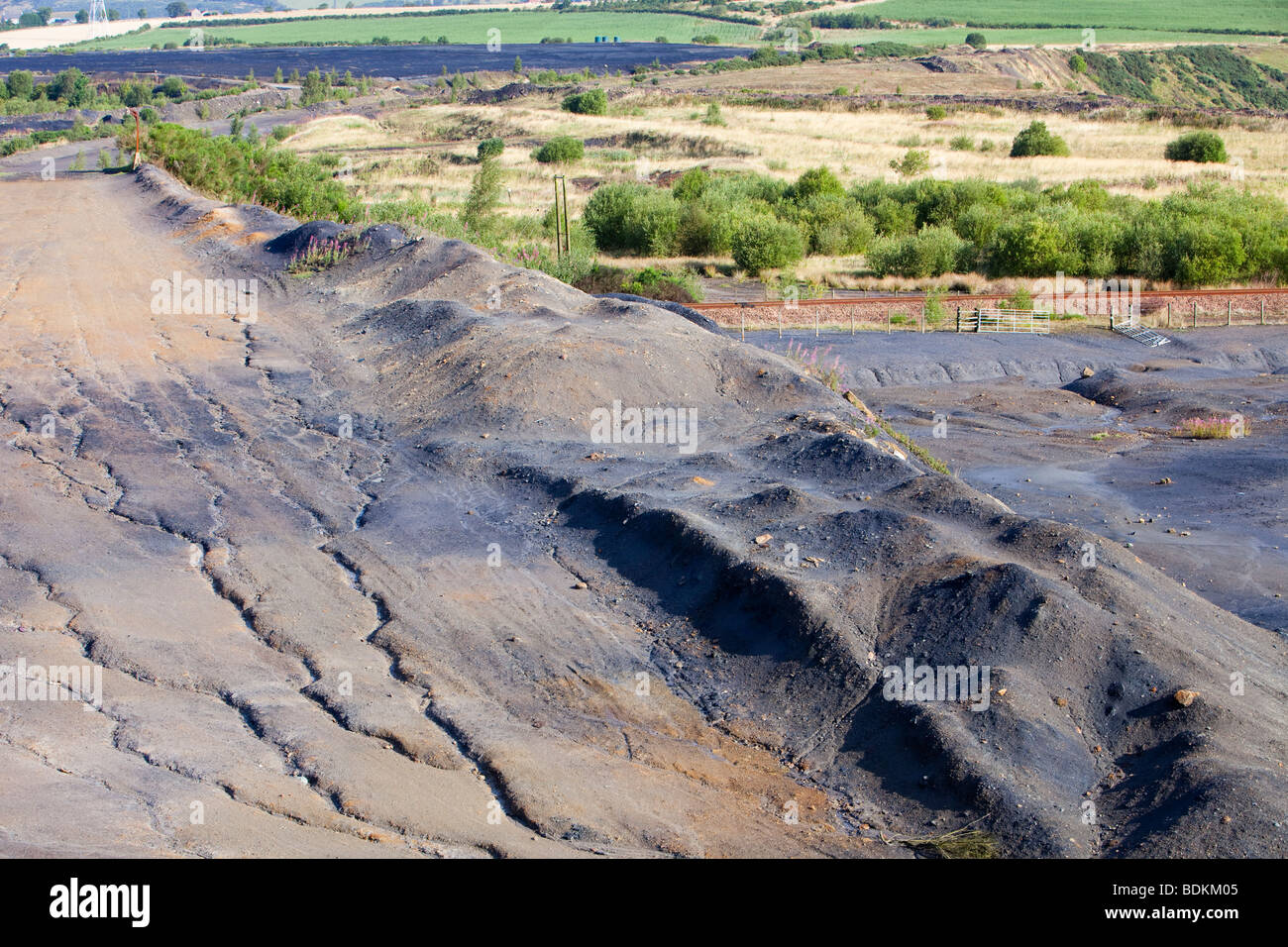 Spoil left by open cast coal mining at the abandoned Westfield mine in ...