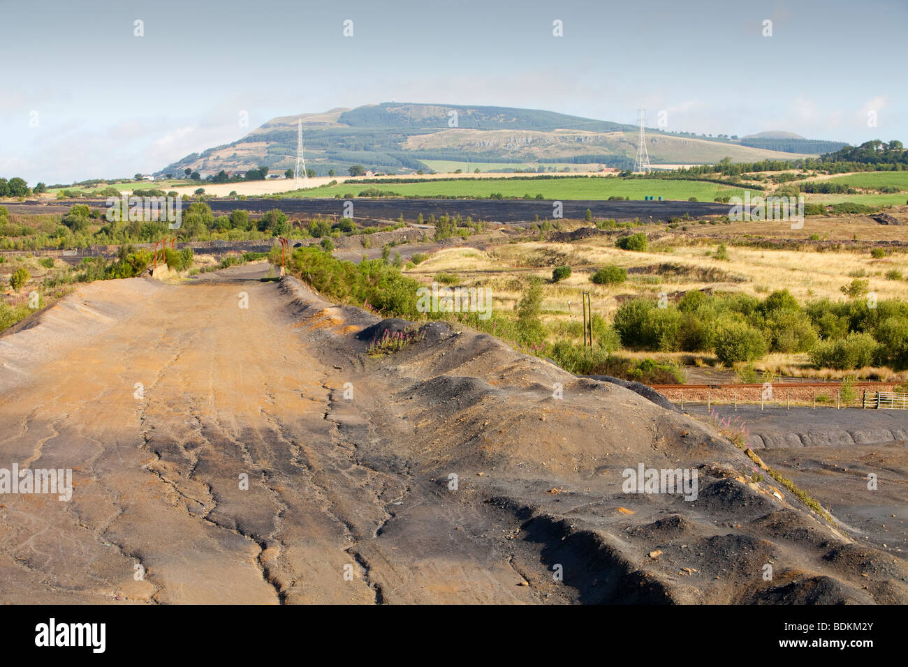 Spoil left by open cast coal mining at the abandoned Westfield mine in ...