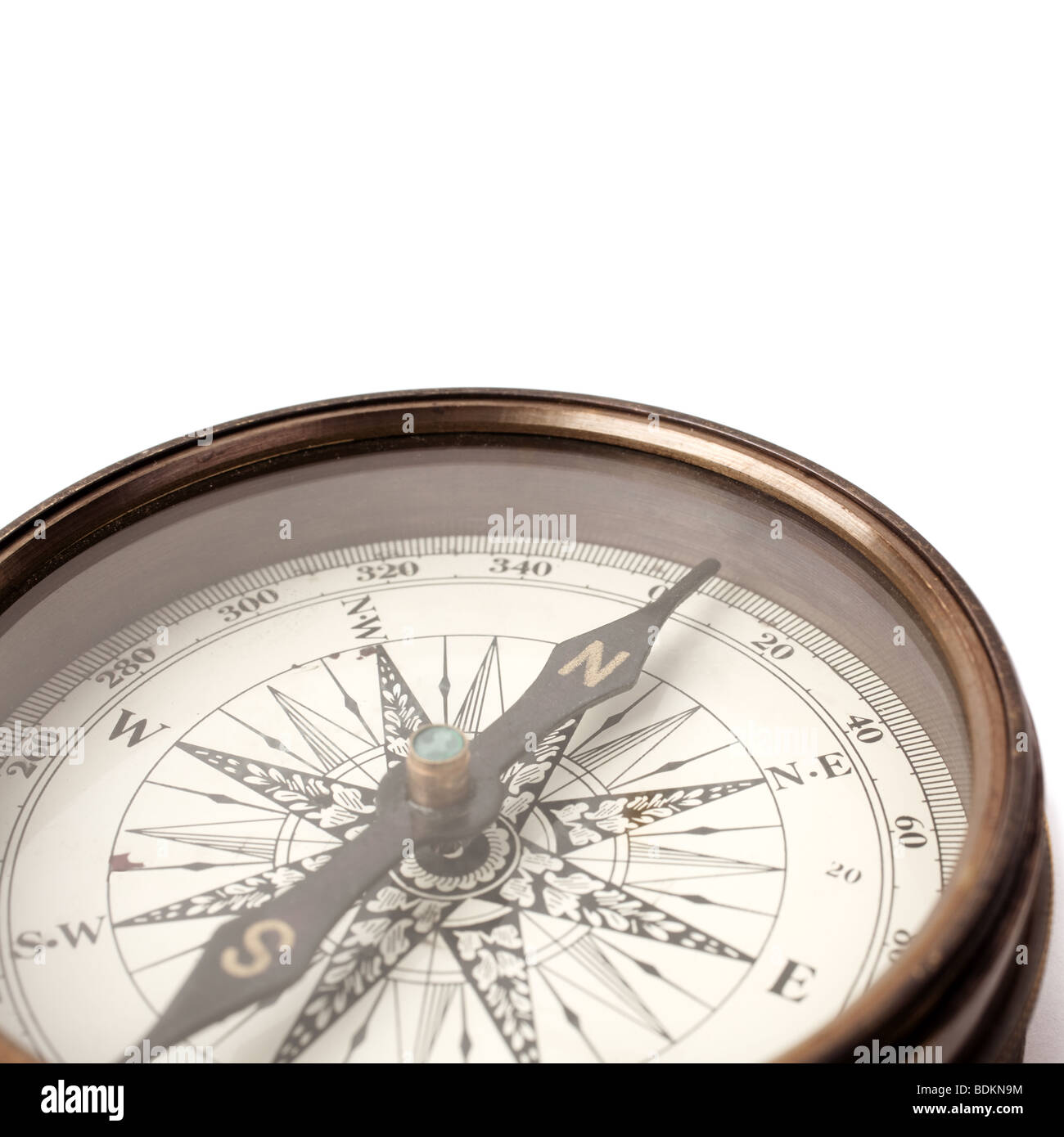 compass isolated on white background with soft shadow, selective focus ...