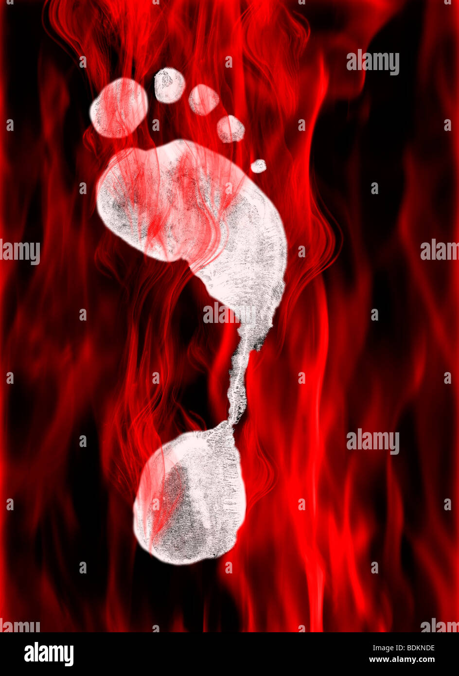 human track - foot print - fiery barefoot Stock Photo - Alamy