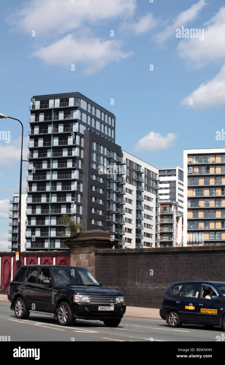 Modern apartment blocks The Green Quarter Cheetham Hill Road Manchester ...