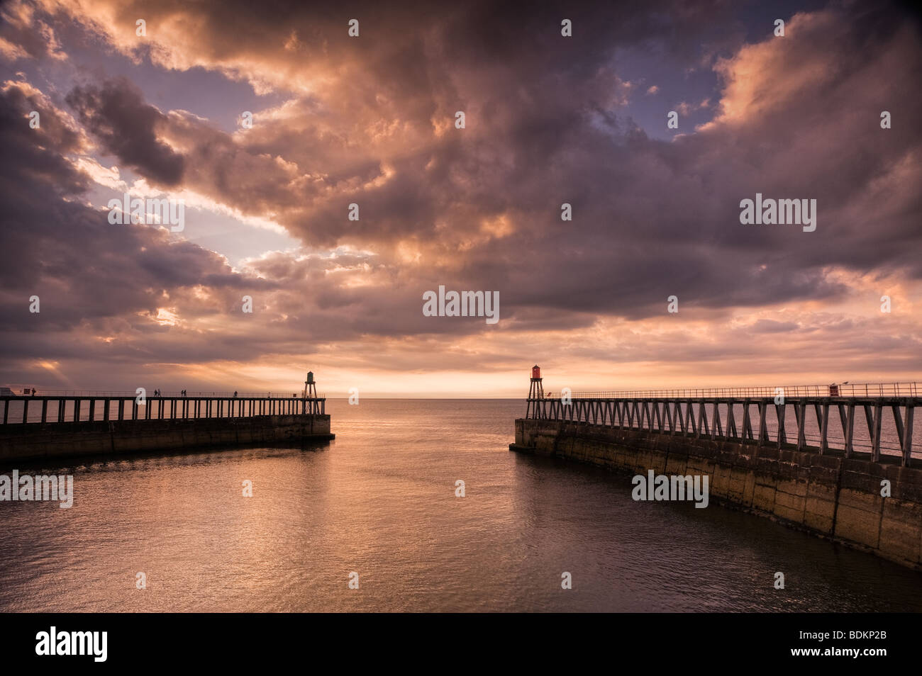 A Mid Summer Sunset Taken From Whitby's East Pier Stock Photo - Alamy