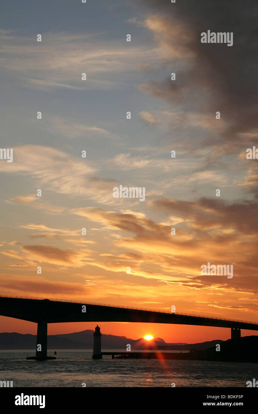 Sunset at the Skye road bridge leading from Kyle of Lochalsh to ...