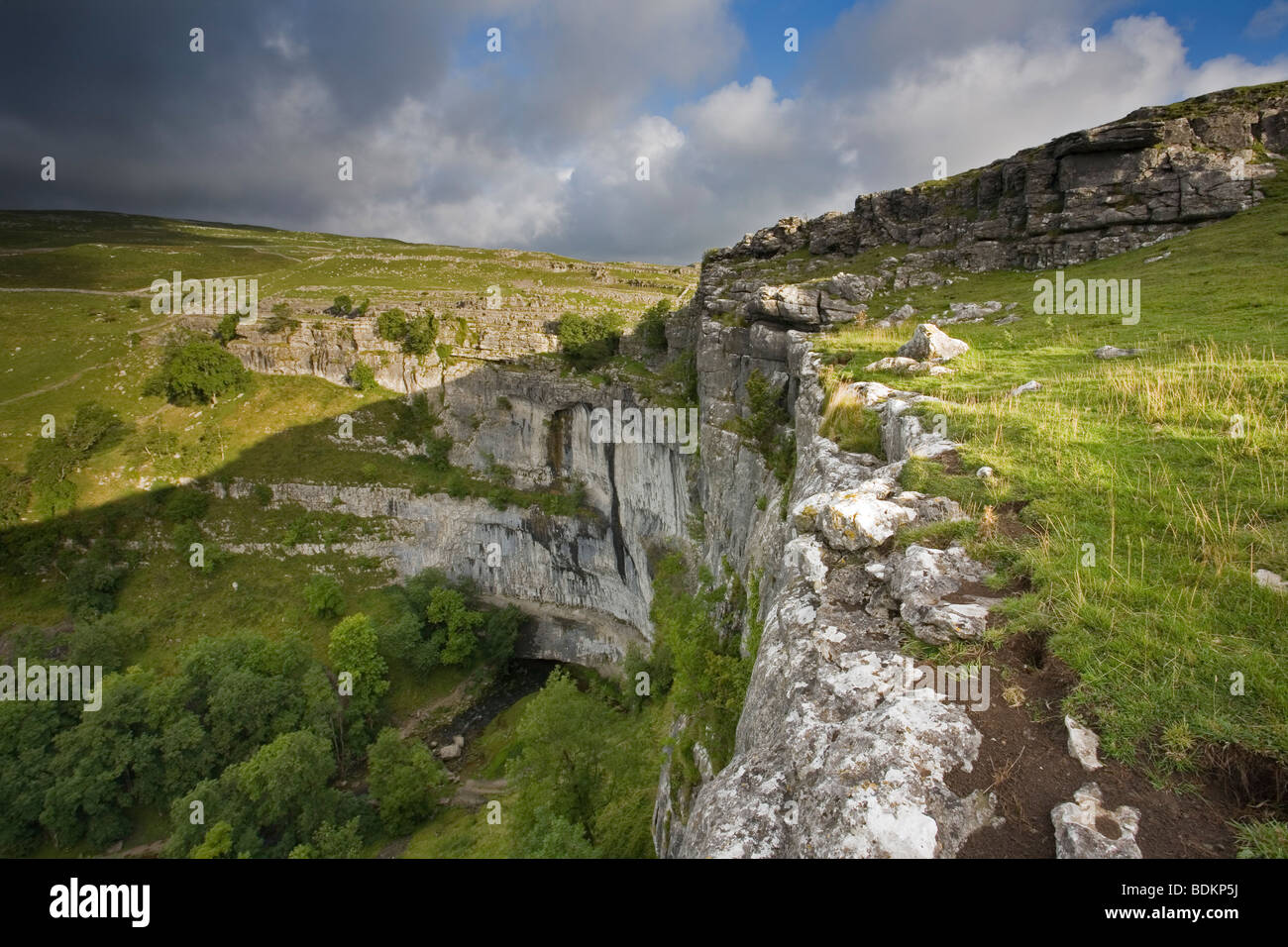 View of the Spectacular Limestone Amphitheatre/Cliff Face of Malham ...