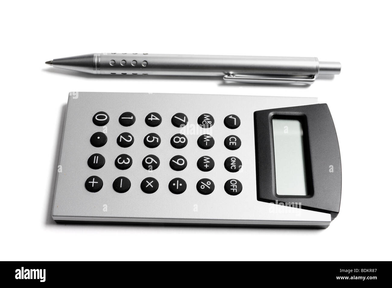 Calculator and Pen Stock Photo - Alamy