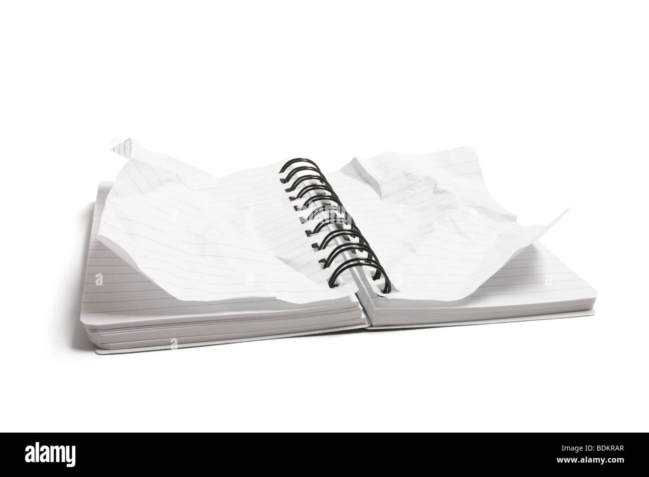 Notepad with Crumpled Pages Stock Photo - Alamy