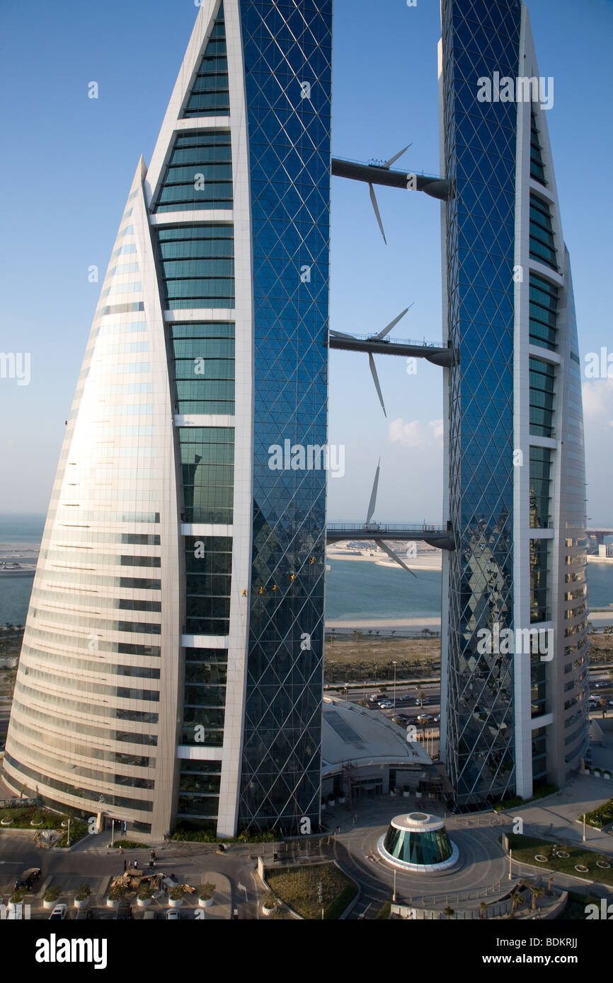 Bahrain World Trade Center Manama Wind Turbines Stock Photo - Alamy