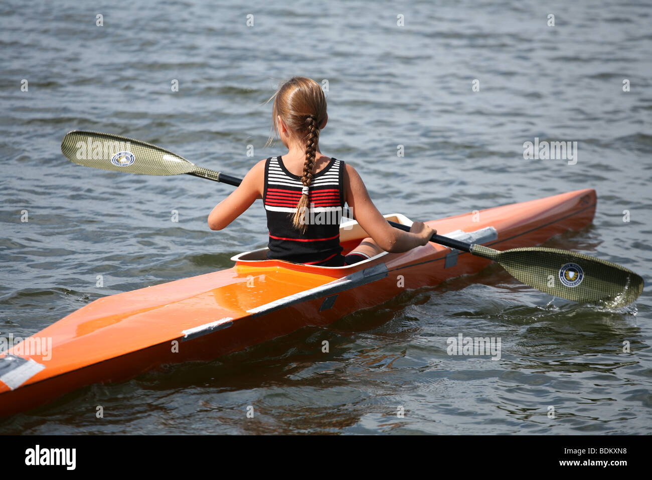danish child at kayak in the summer Stock Photo - Alamy