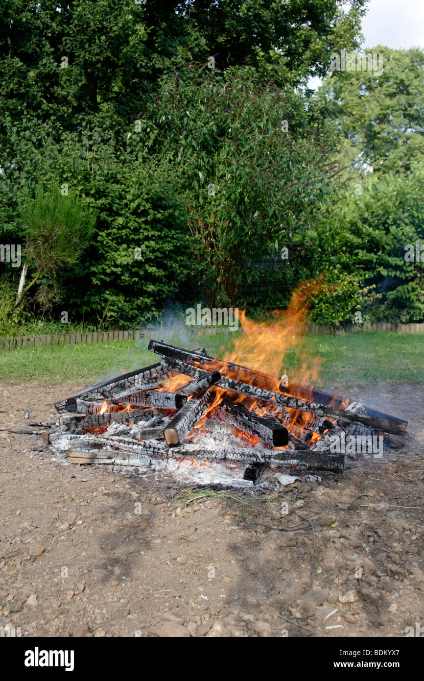 Bonfire in garden, England, UK Stock Photo - Alamy