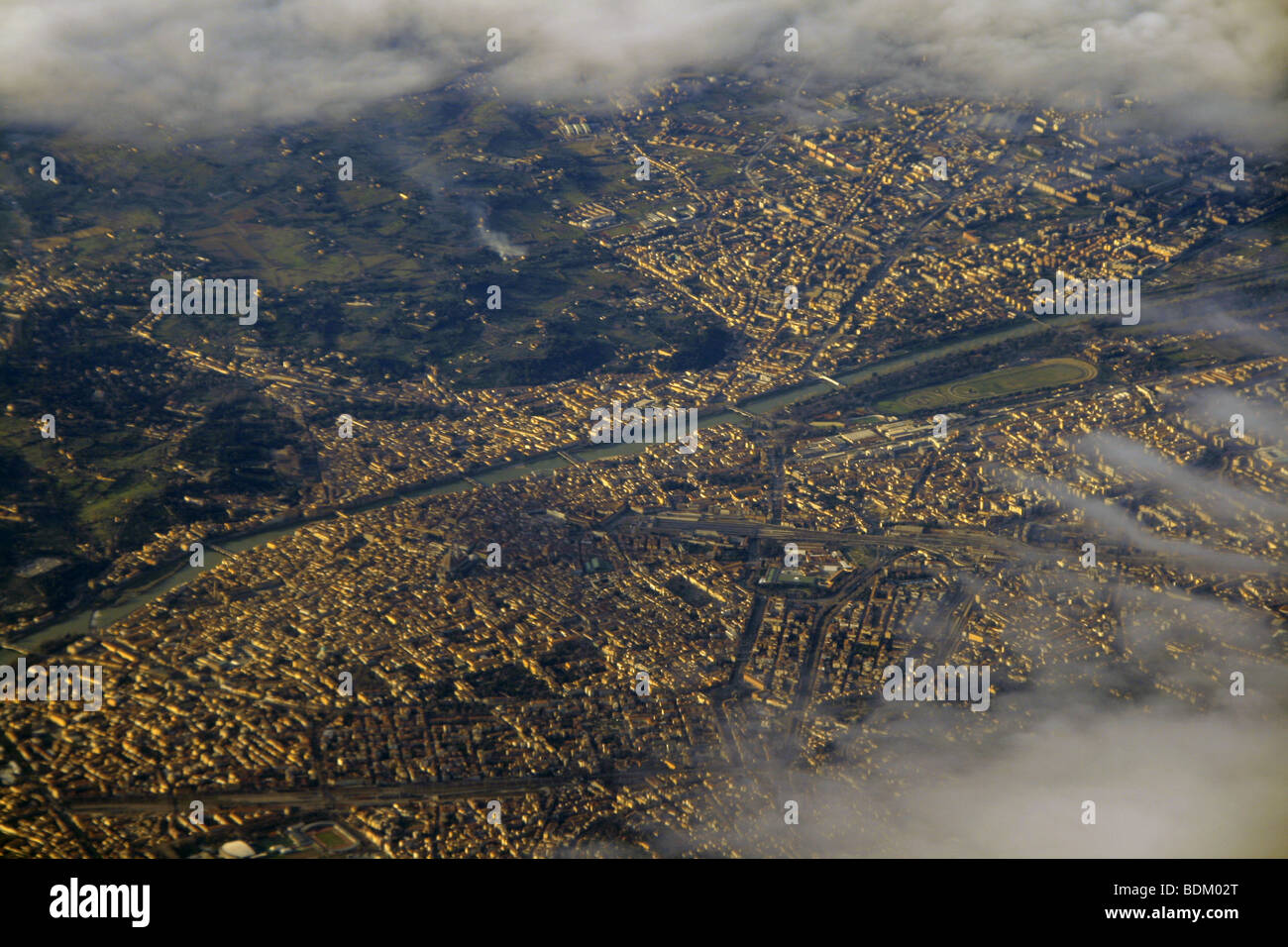 aerial view of florence, italy from plane window Stock Photo - Alamy