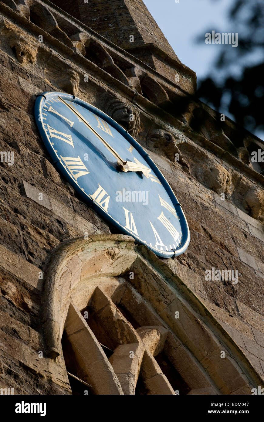 St Mary's church spire and clock, West Adderbury, Oxfordshire, England ...