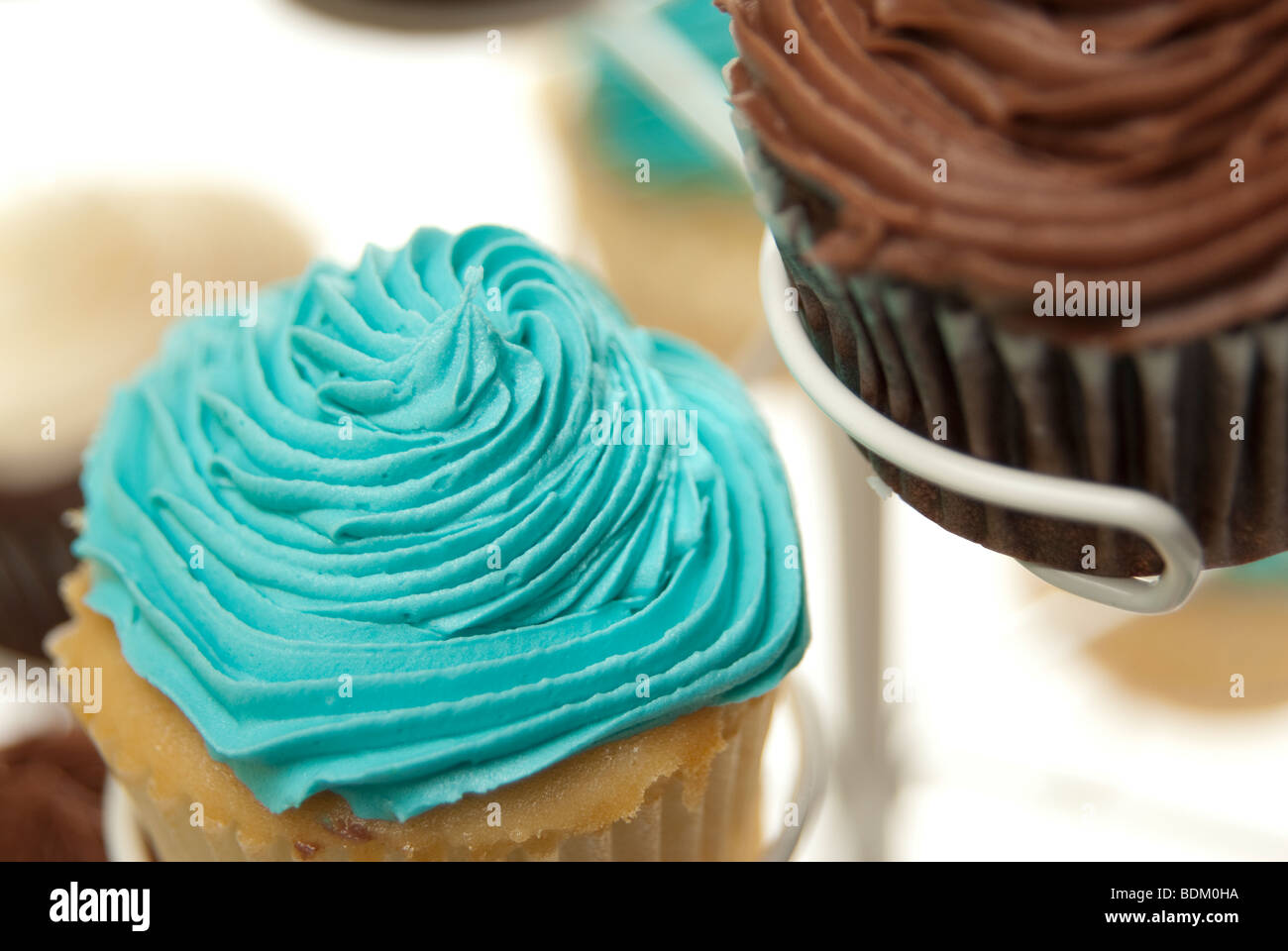 Cupcake with teal icing Stock Photo - Alamy