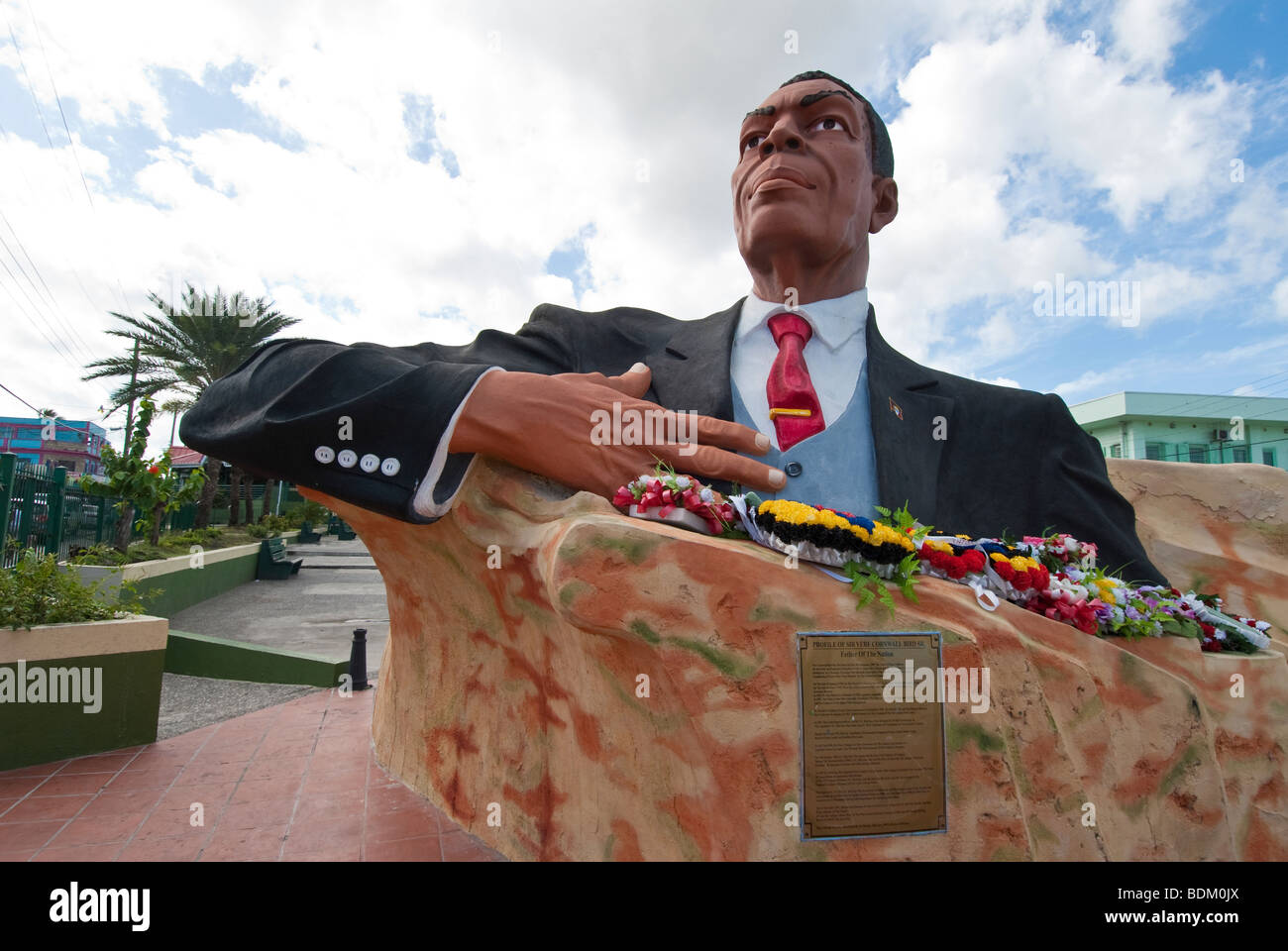 A statue of Sir Vere Cornwall Bird, first Prime Minister of Antigua and ...