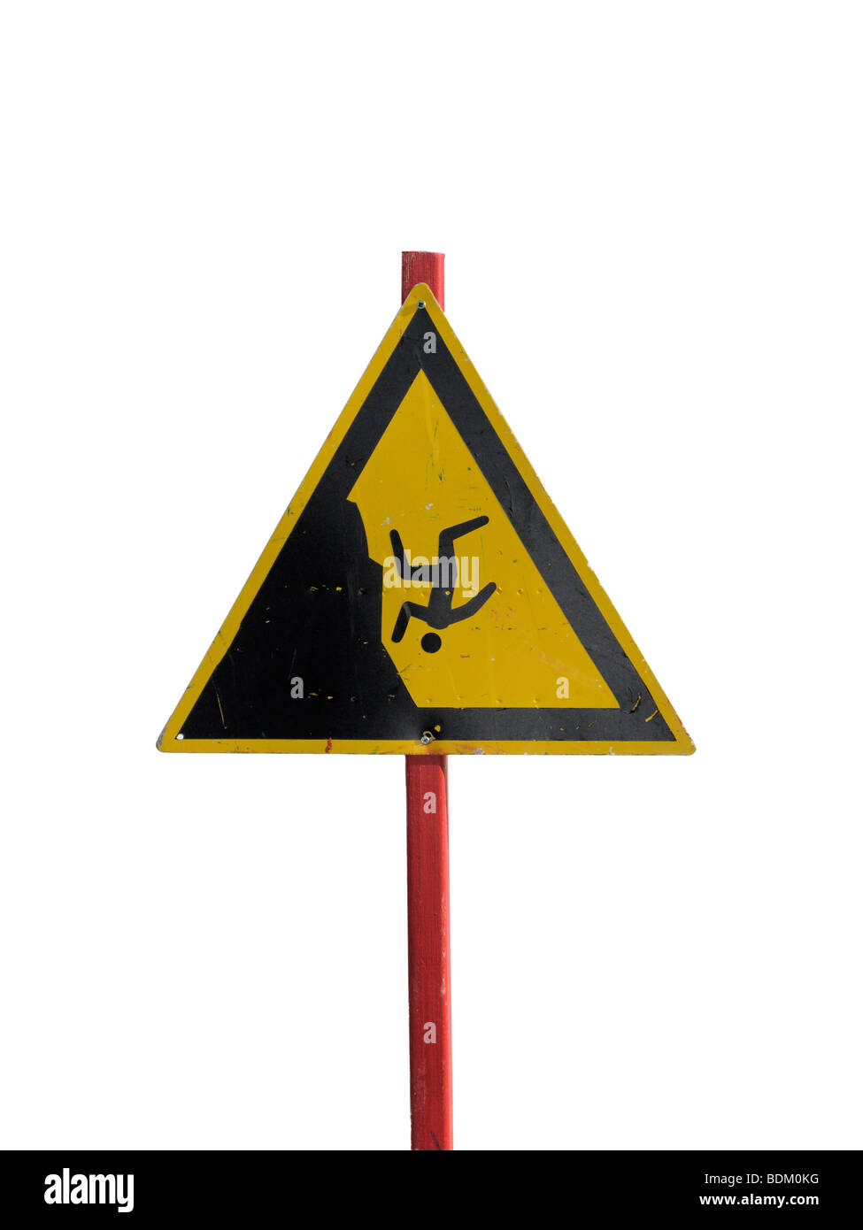 Danger of falling sign on white background Stock Photo - Alamy