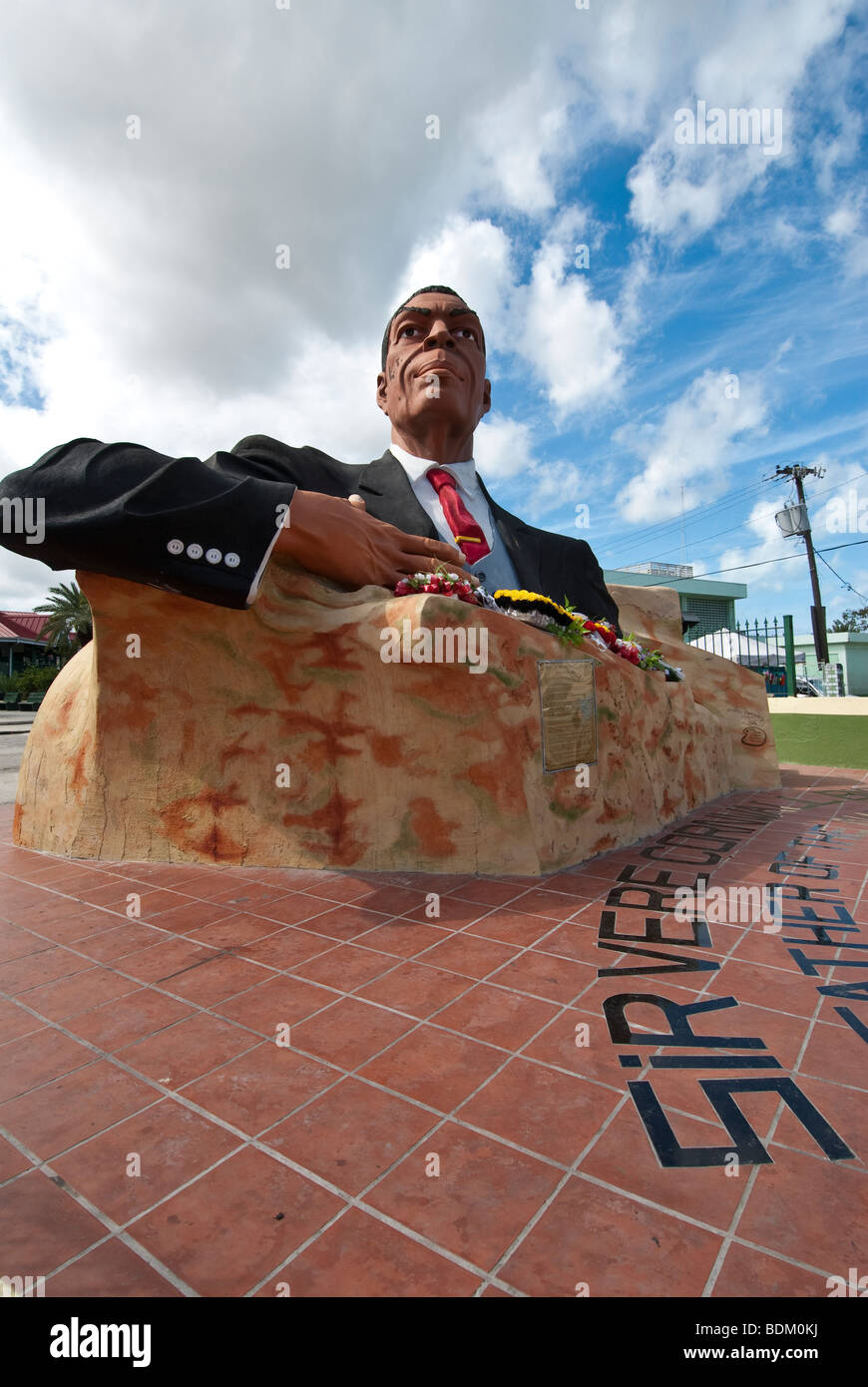 A statue of Sir Vere Cornwall Bird, first Prime Minister of Antigua and ...