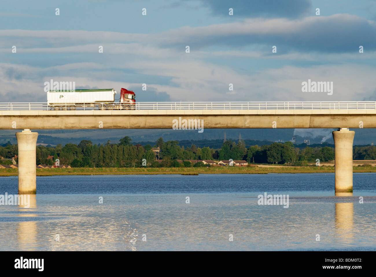 HGV on the Clackmannanshire Bridge across the Firth of Forth, Scotland ...