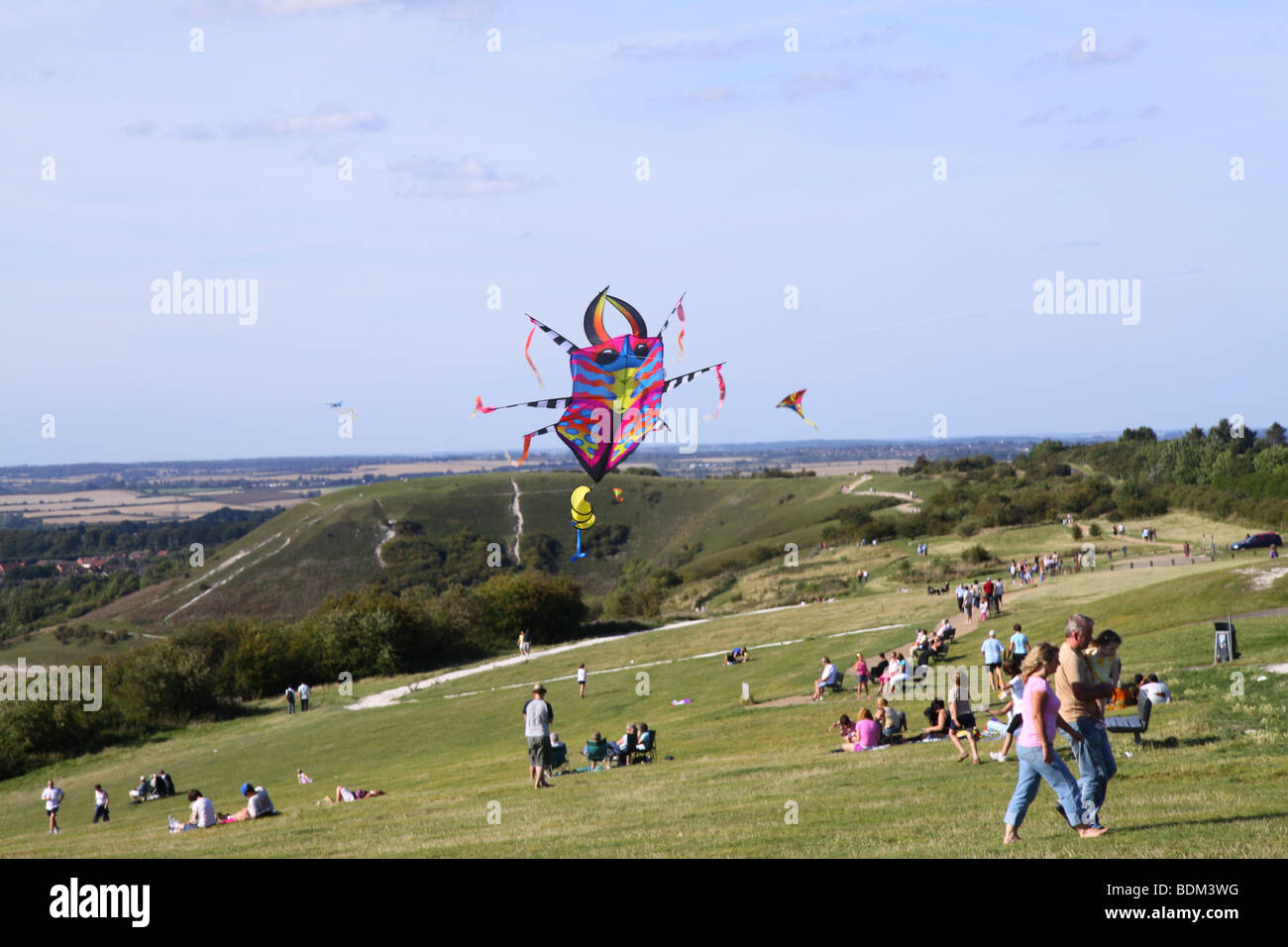 People flying kites on a warm sunny day Stock Photo - Alamy