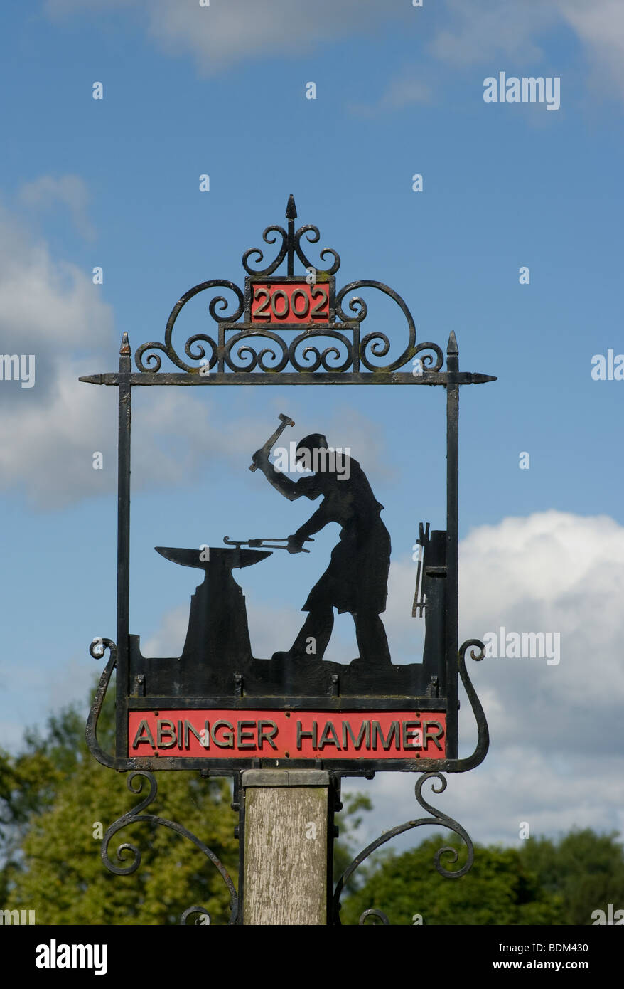 Abinger Hammer Village Sign Surrey England Stock Photo - Alamy