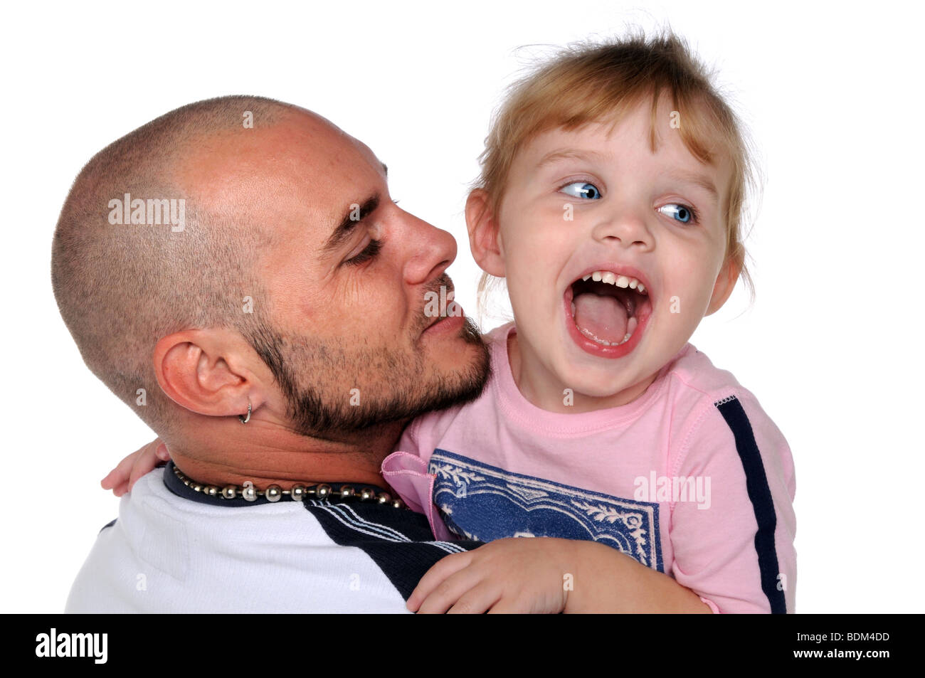 Father and daughter laughing isolated over a white background Stock ...
