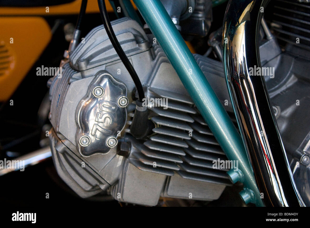 Closeup of a the engine of a vintage motorcycle Stock Photo - Alamy