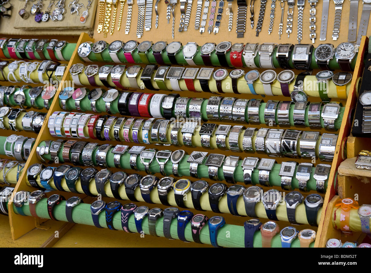 Watches on display on a market stall Stock Photo - Alamy