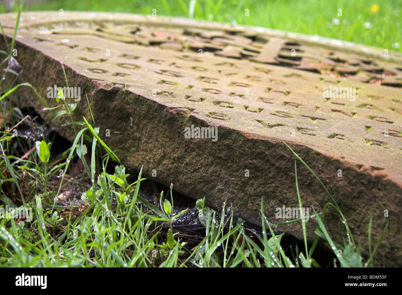 Broken gravestone, St Paul’s Church cemetery, Pickering, North ...