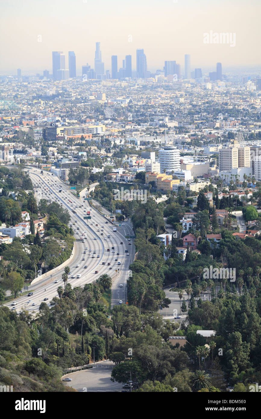 Downtown Los Angeles, Hollywood 101 Freeway, California, USA Stock ...
