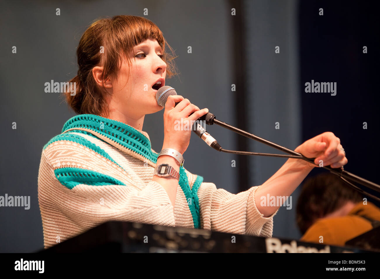 Cate le Bon performing at the Greenman festivla 2009. Glanusk Park ...