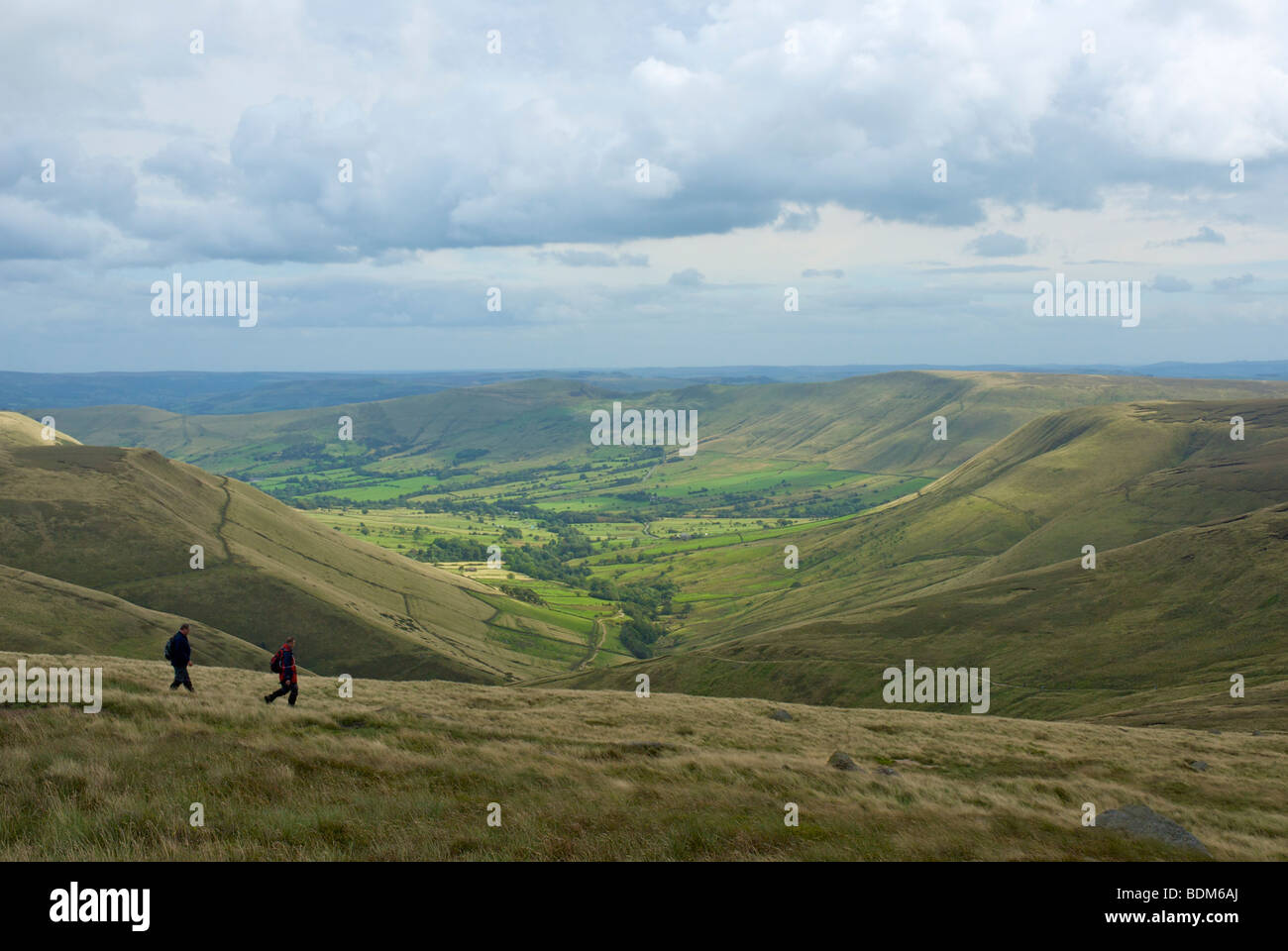 The Edale valley from Kinder Scout, Peak National Park, Derbyshire ...