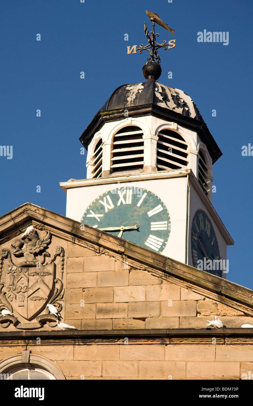 Old Town Hall clock, Whitby, North Yorkshire, England, UK Stock Photo ...