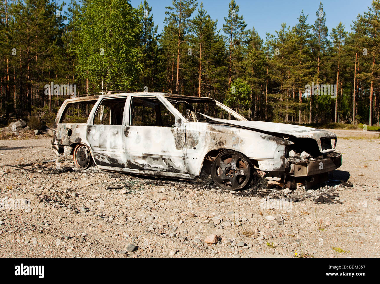 Stolen and burnt up car Stock Photo - Alamy