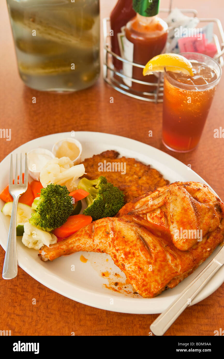 roasted herb chicken, vegetables, iced tea, dill pickles, Danny's Deli ...