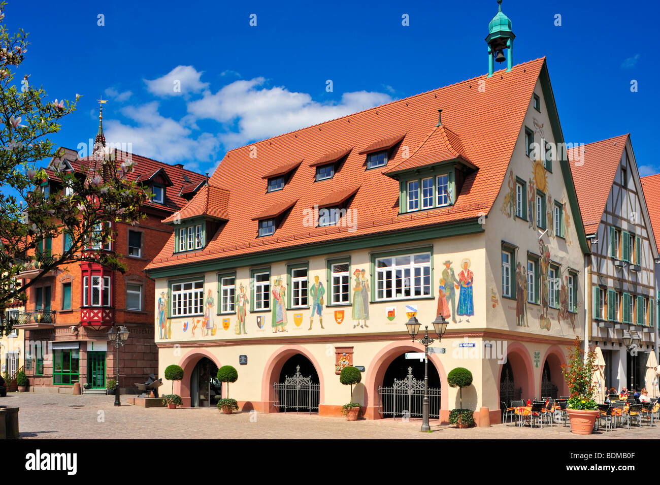 Town hall with facade paintings, Haslach, Black Forest, Baden ...