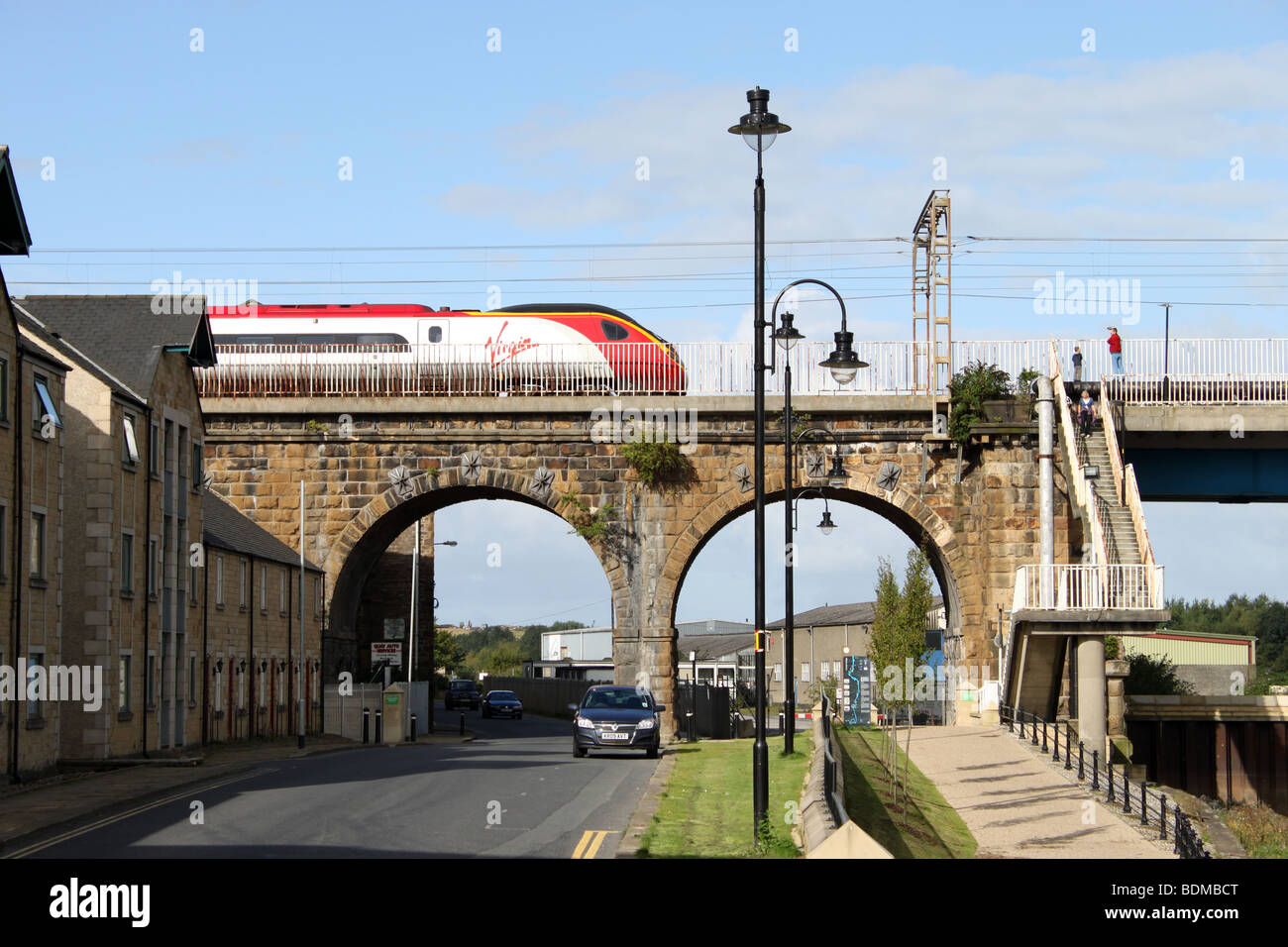 Pendolino on Carlisle Bridge, Lancaster Stock Photo - Alamy
