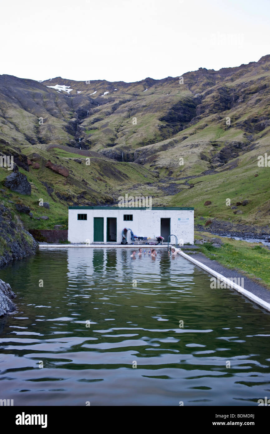 The outdoor swimming pool, Seljavallalaug, Iceland Stock Photo - Alamy