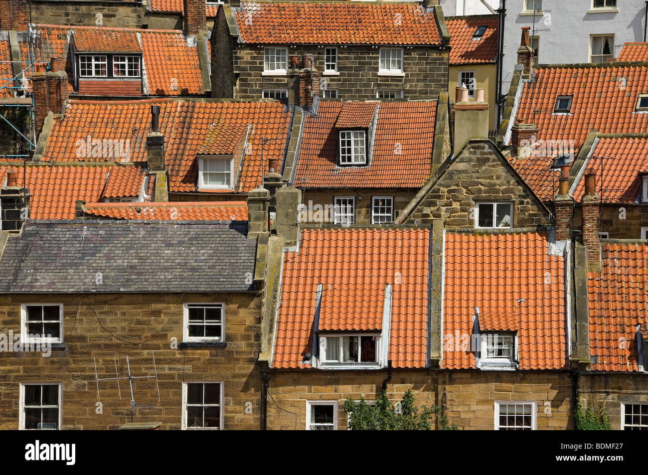 Looking over the rooftops of cottages Robin Hoods Bay North Yorkshire ...