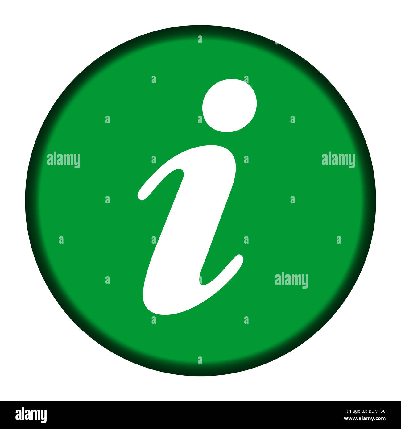 Circular green information button isolated on white background Stock ...