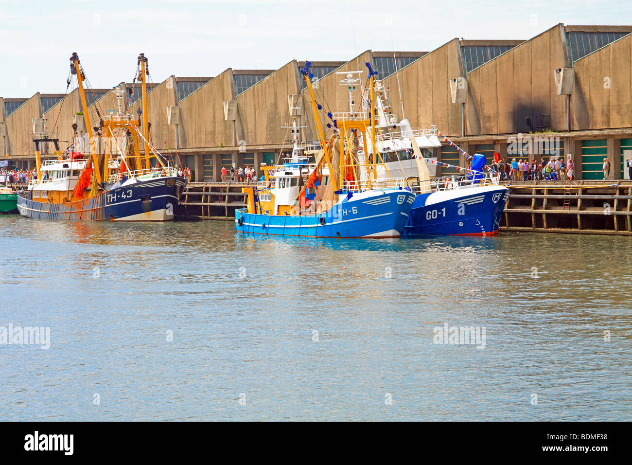 Fishing boats in the harbour at Scheveningen, Netherlands Stock Photo ...