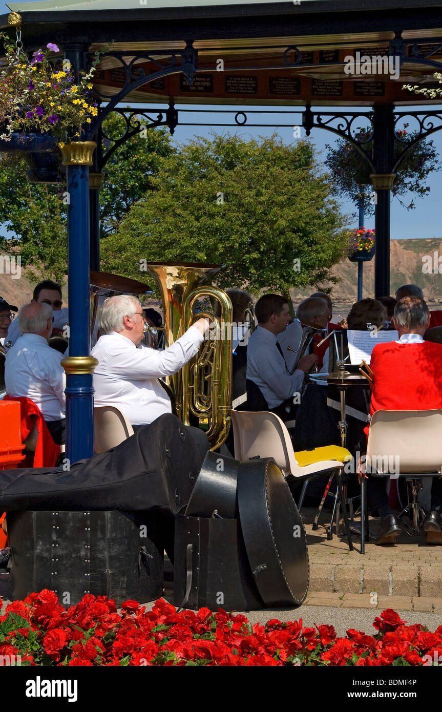Musicians man people playing in the bandstand in summer Crescent ...