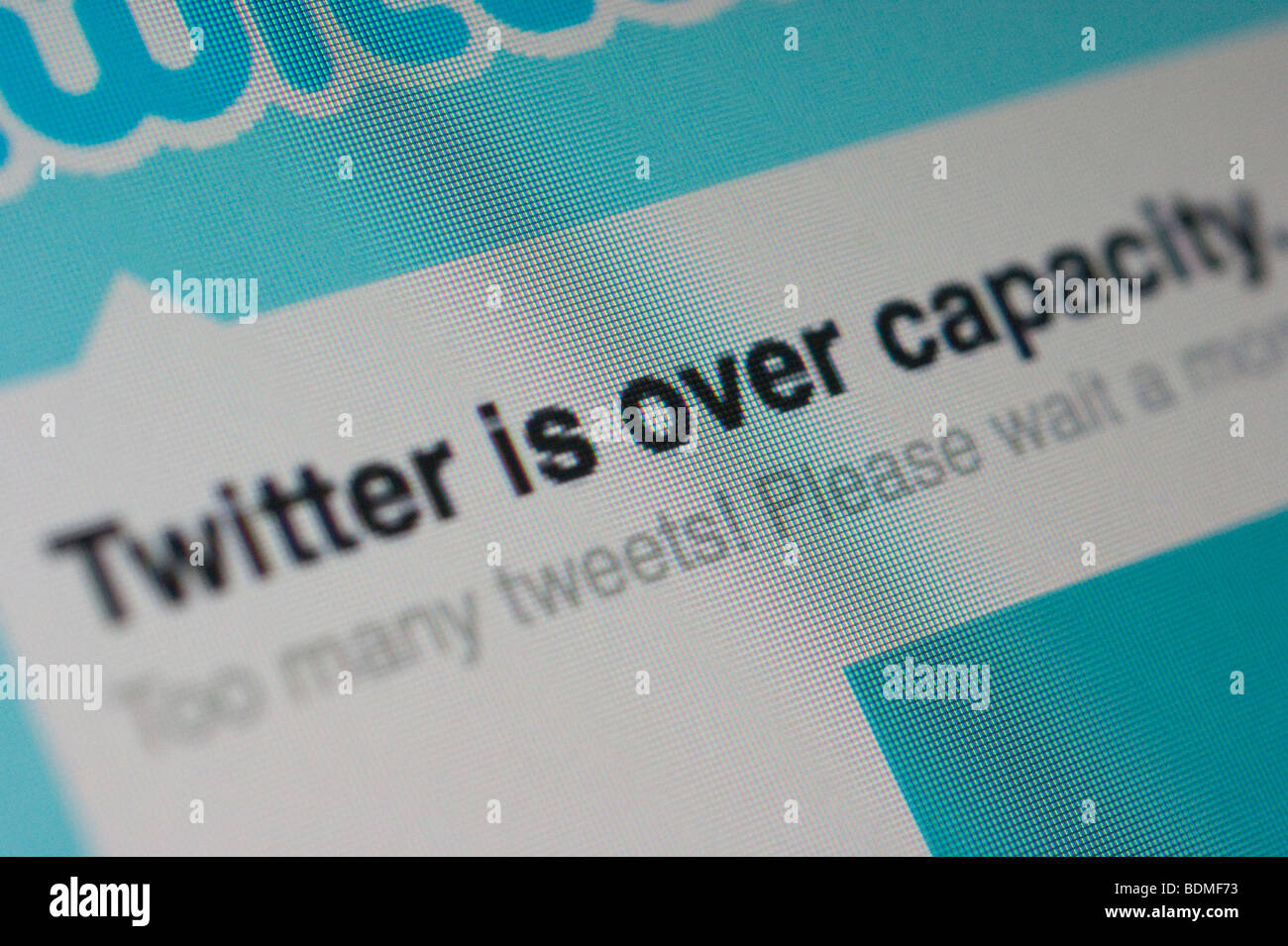 Close-up detail computer screen showing Twitter overloaded - 'Twitter ... Close-up detail computer screen showing Twitter overloaded - 'Twitter ...
