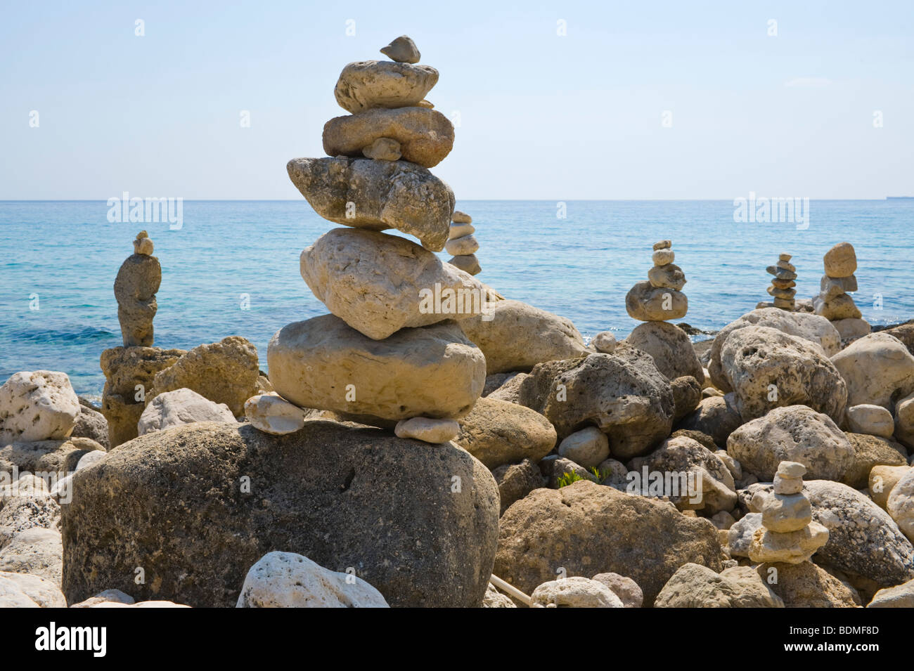 Rocks and pebbles stacked and made into interesting formations at ...