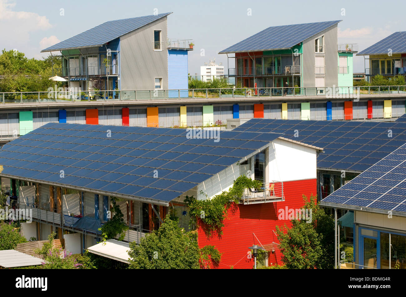 Solar village, Vauban, Freiburg im Breisgau, Baden-Wuerttemberg ...
