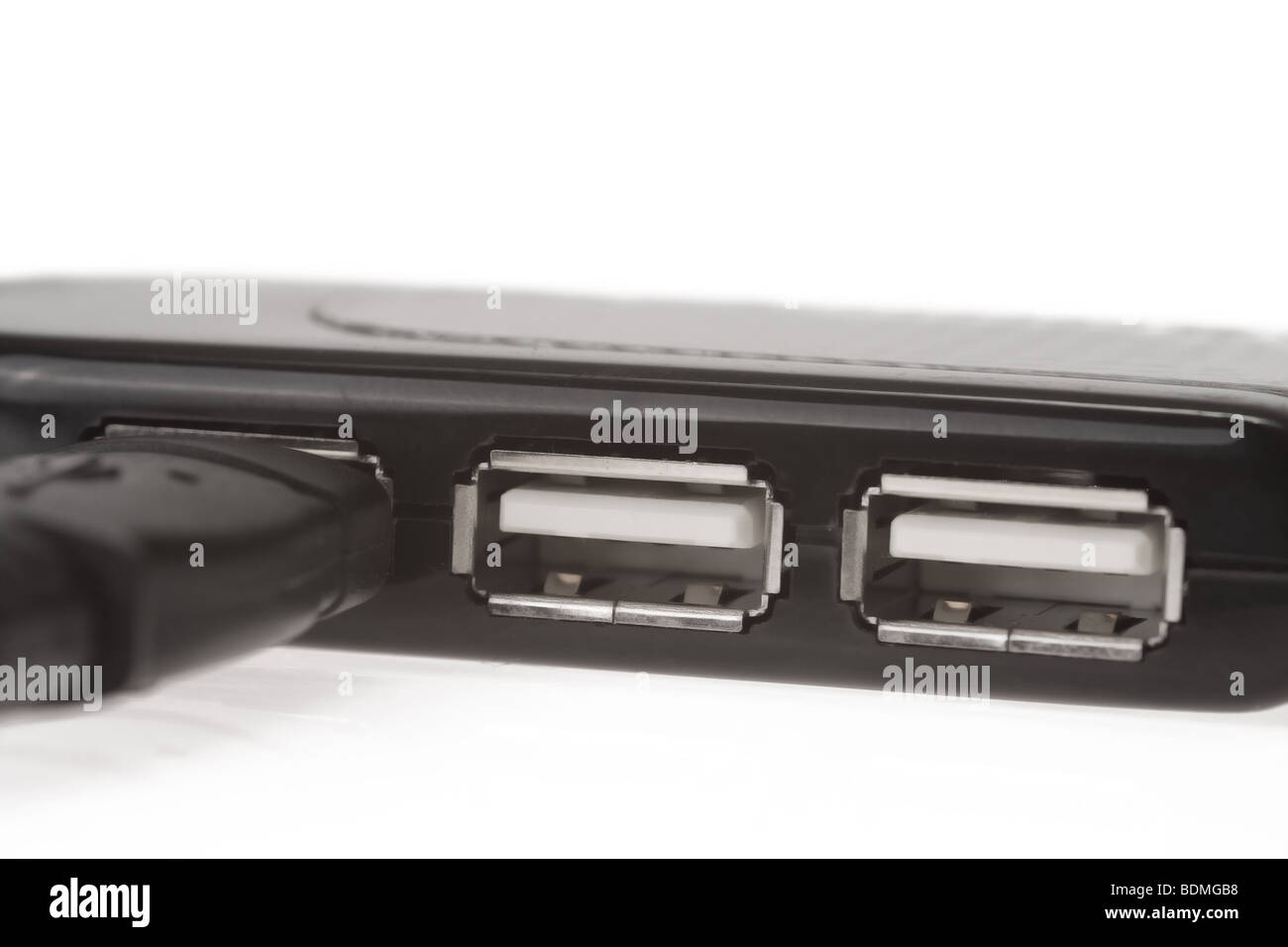 black usb hub on white background Stock Photo - Alamy