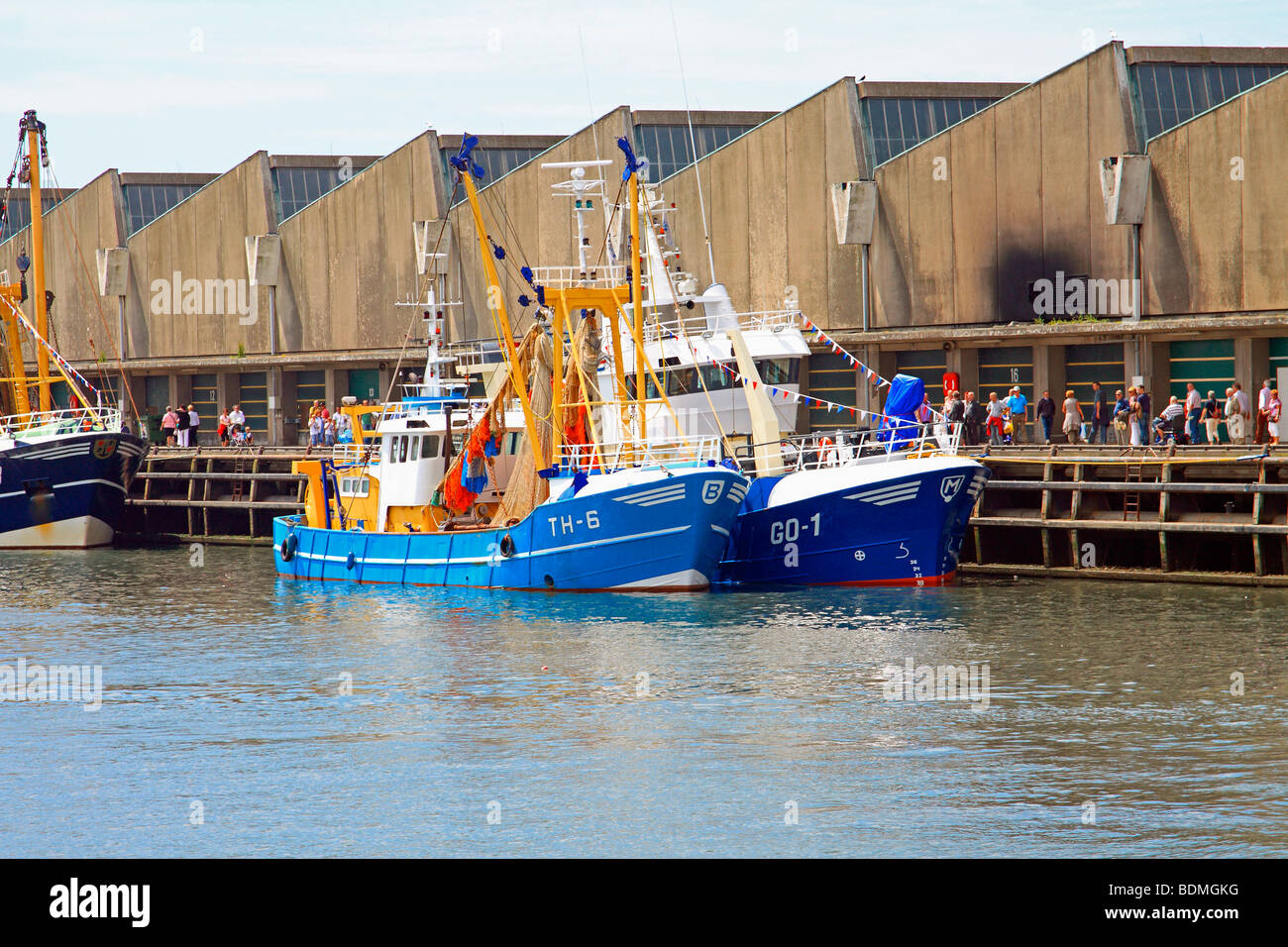 Fishing boats in the harbour at Scheveningen, Netherlands Stock Photo ...