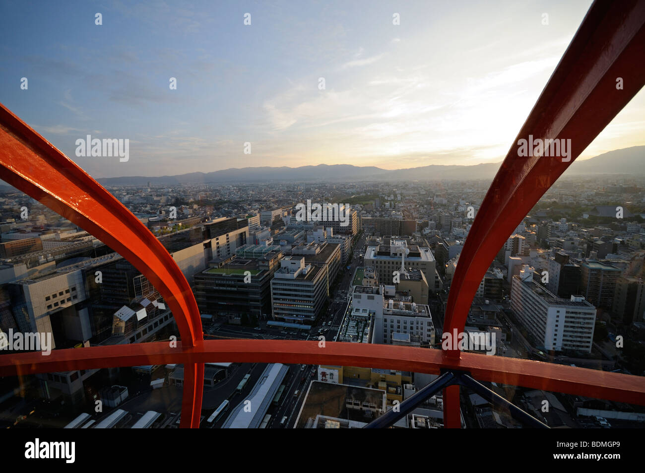The Cube building (Kyoto Central Station complex) and west Kyoto as ...