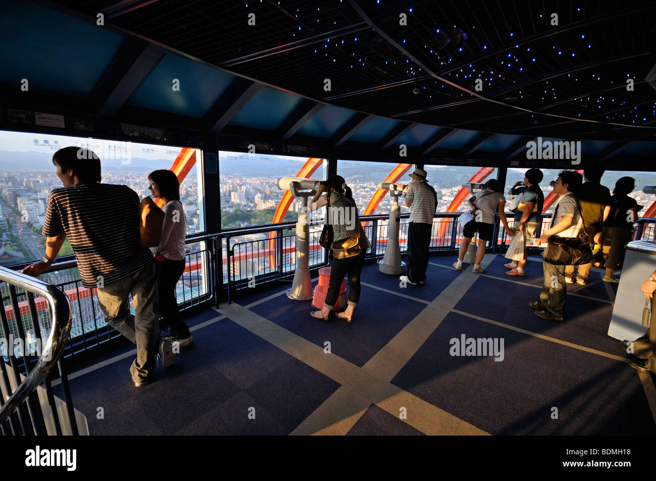 Visitors at the observation deck of Kyoto Tower. Kyoto. Kansai (aka ...