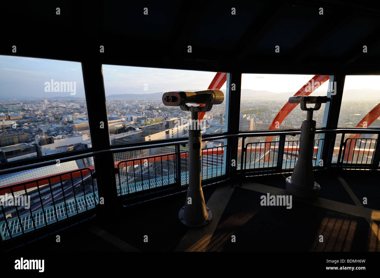 Visitors at the observation deck of Kyoto Tower. Kyoto. Kansai (aka ...